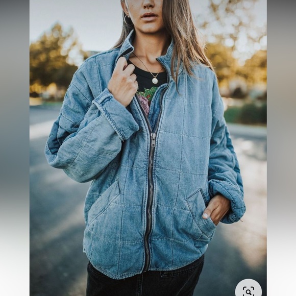 Free People | Jackets & Coats | Dolman Quilted Denim Jacket | Poshmark